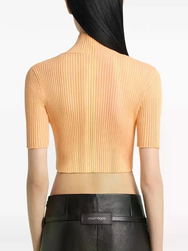 COURREGES Ribbed Knit Turtleneck Cropped Top