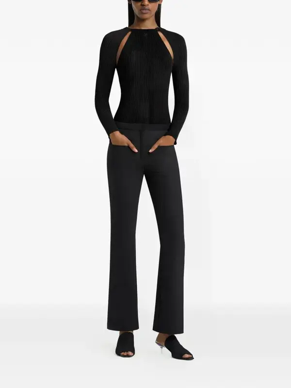 COURREGES Long-sleeve Cut-out Detail T-shirt - Black