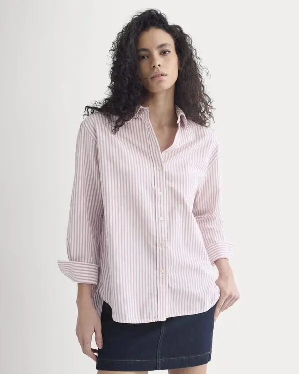 Everlane Organic Cotton Oversized Oxford Shirt - Bone/heather Rose