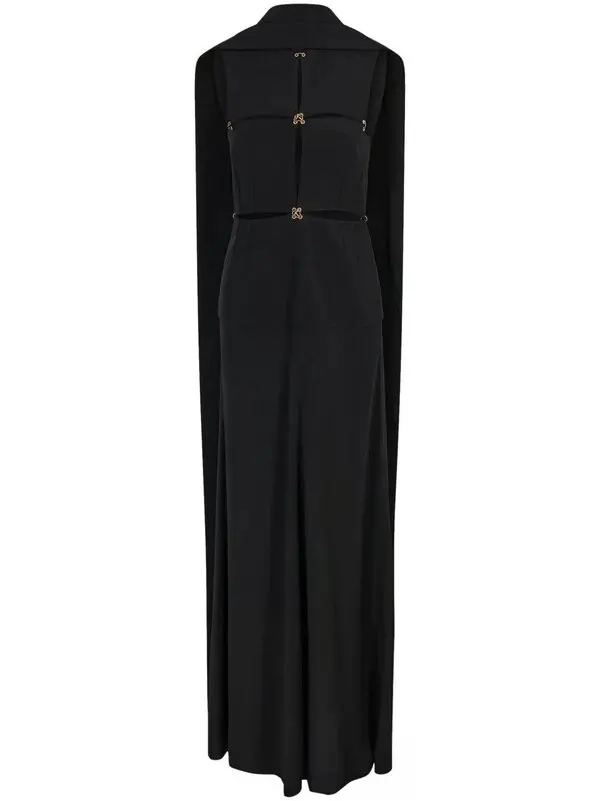 Rabanne Cut-out Long Cape Dress - Black
