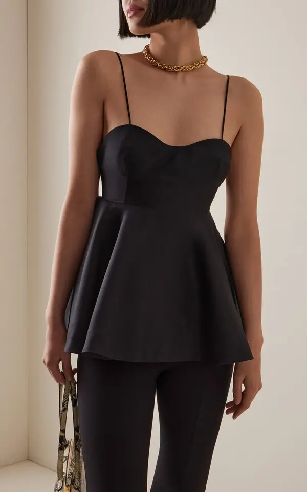 RÓHE Wool-silk Bustier Peplum Top