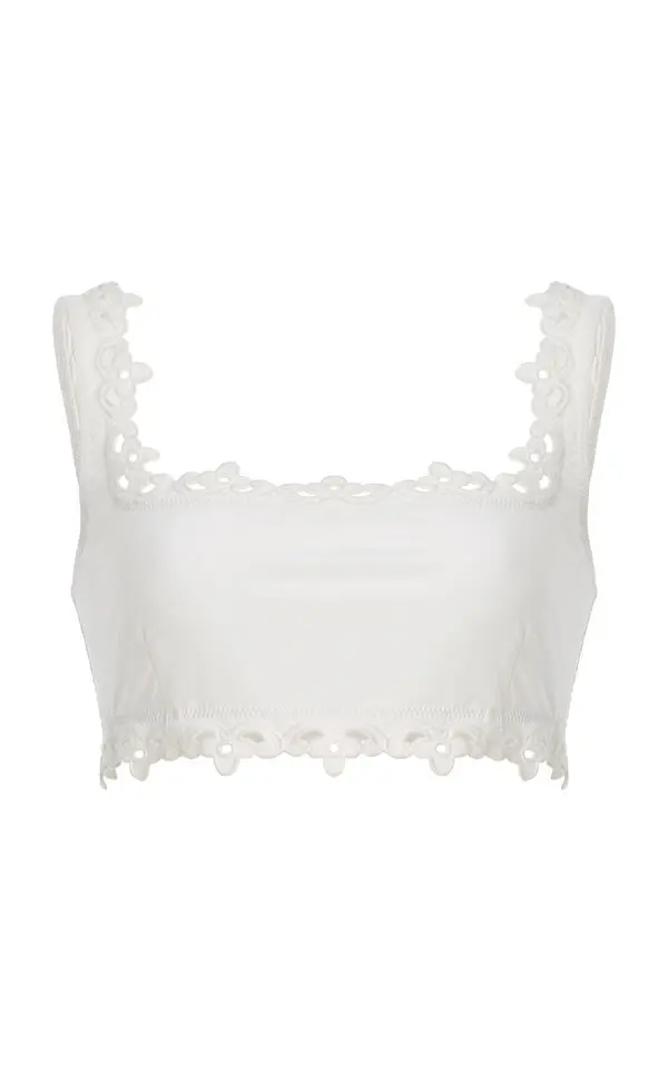 Sea Leila Eyelet Bikini Top - White