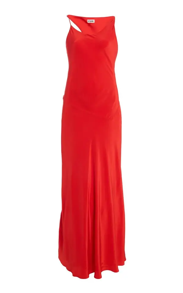 Staud Toluca Silk Maxi Dress - Red