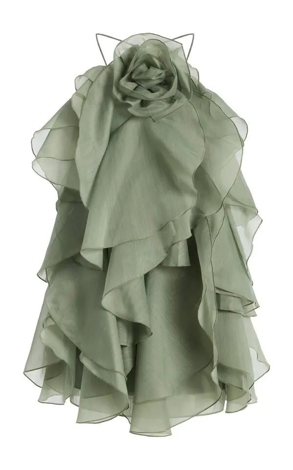 Aje Pandorea Layered Organza Mini Dress - Green