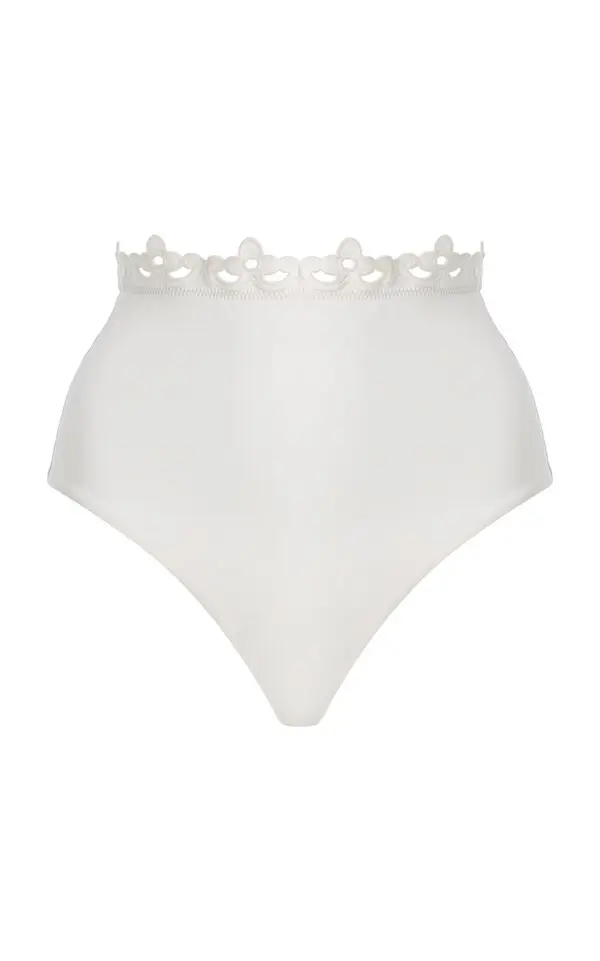 Sea Leila Eyelet High-waisted Bikini Bottom - White