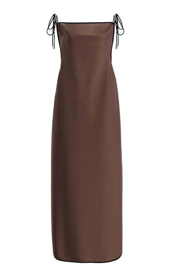 TEMILY Satin Maxi Dress - Brown