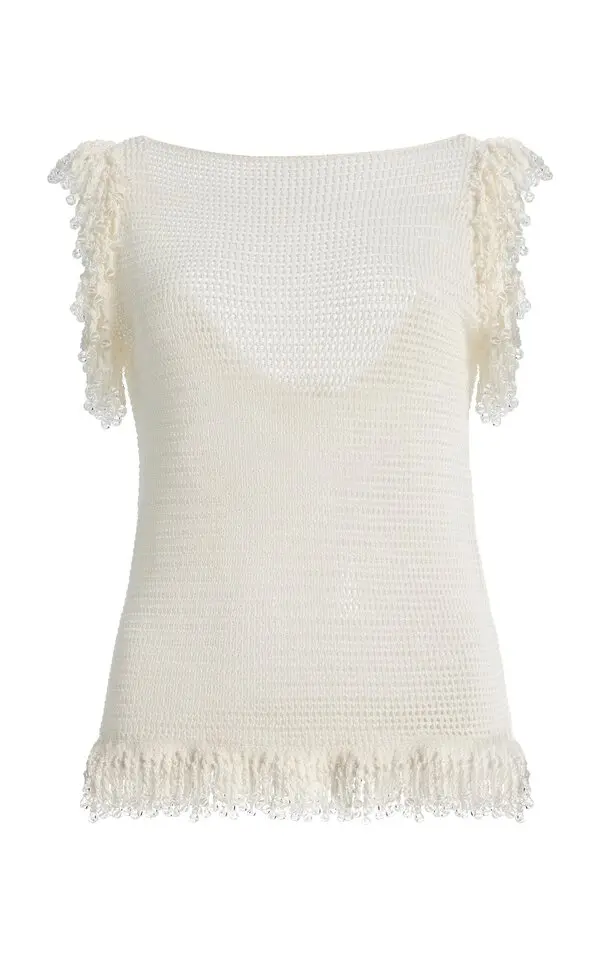 Paris Georgia Fringe Cotton Top - White