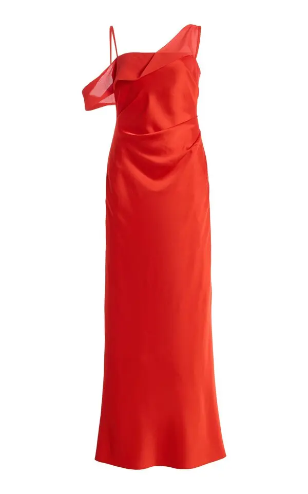 Significant Other Devlyn Asymmetric Satin Maxi Dress - Orange