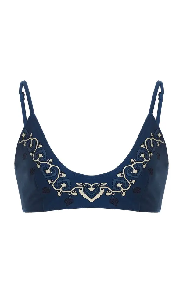Sea Blaise Geometric Print Bikini Top - Navy