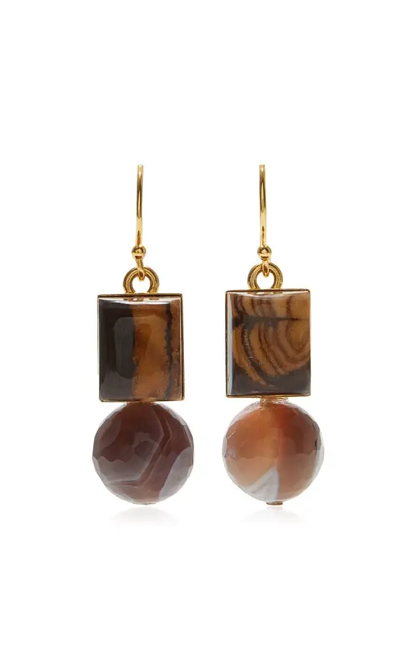 JENNIFER BEHR Palmer Tiger's Eye, Agate Earrings - Brown