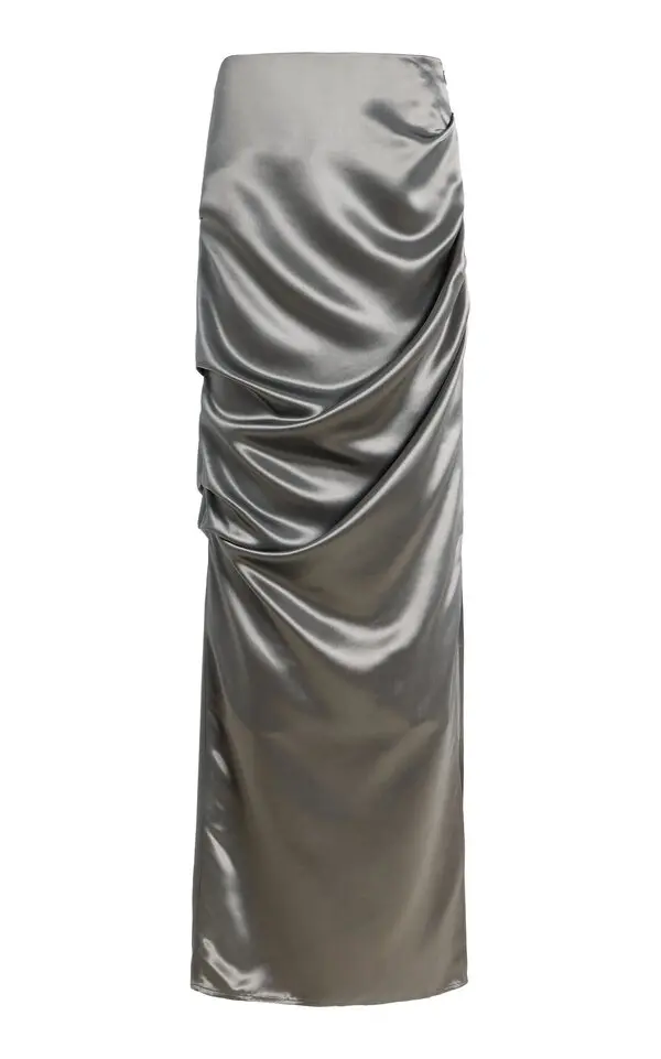 Paris Georgia Remmy Satin Maxi Skirt - Silver