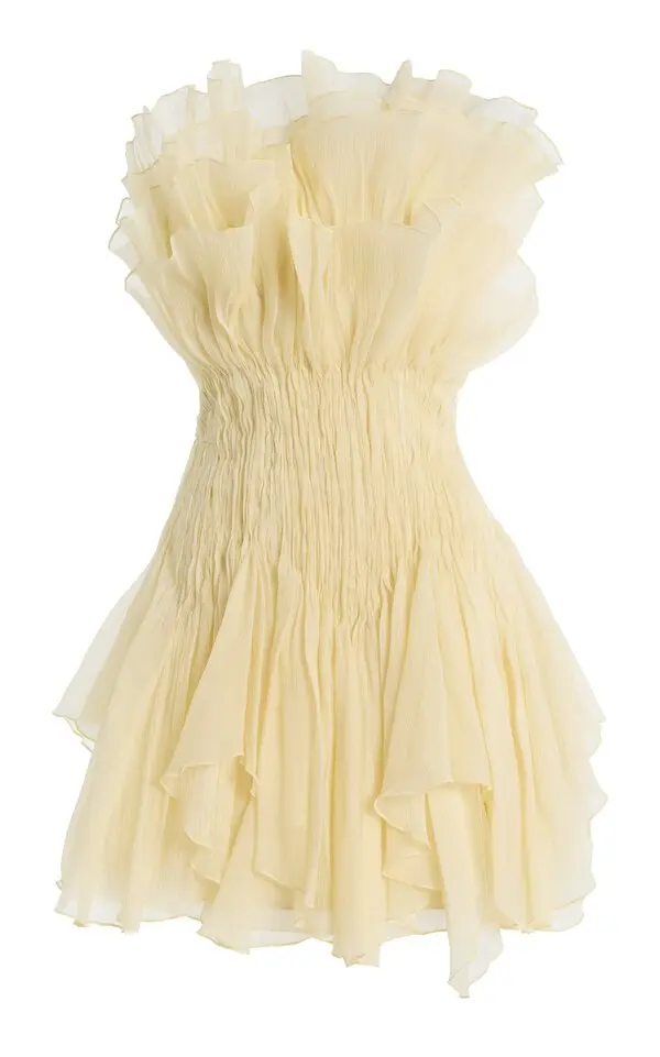 Aje Nisha One-shoulder Organza Mini Dress - Yellow