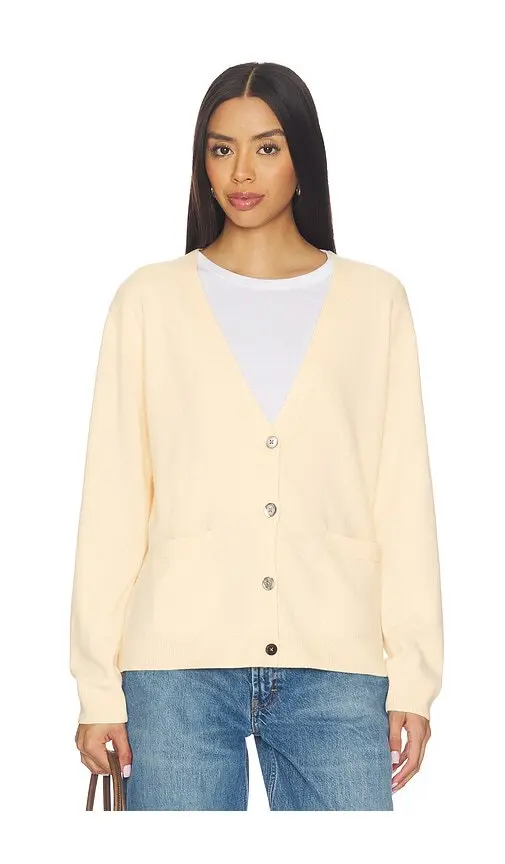 LESET Zoe Long V Cardigan In Yellow - Butter