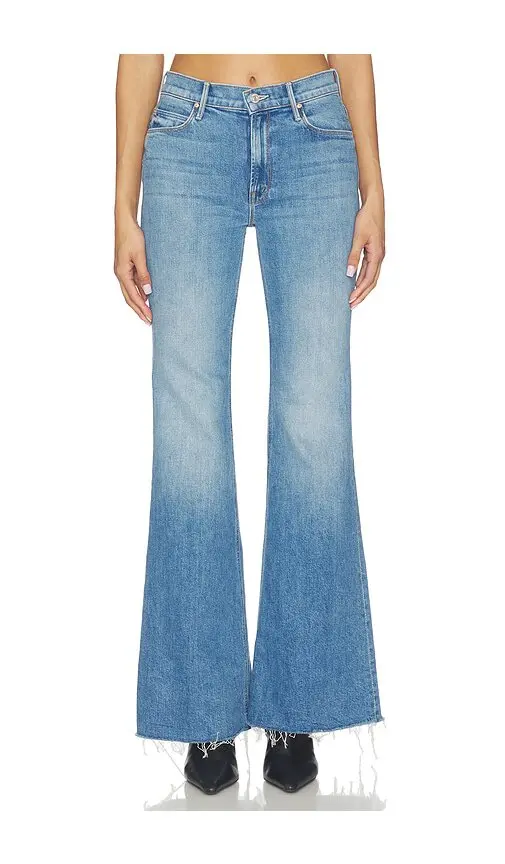MOTHER The Doozy Fray Jeans In Blue - Heads Or Tails