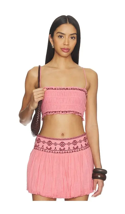 Rococo Sand Smocking Bandeau Top - Pink