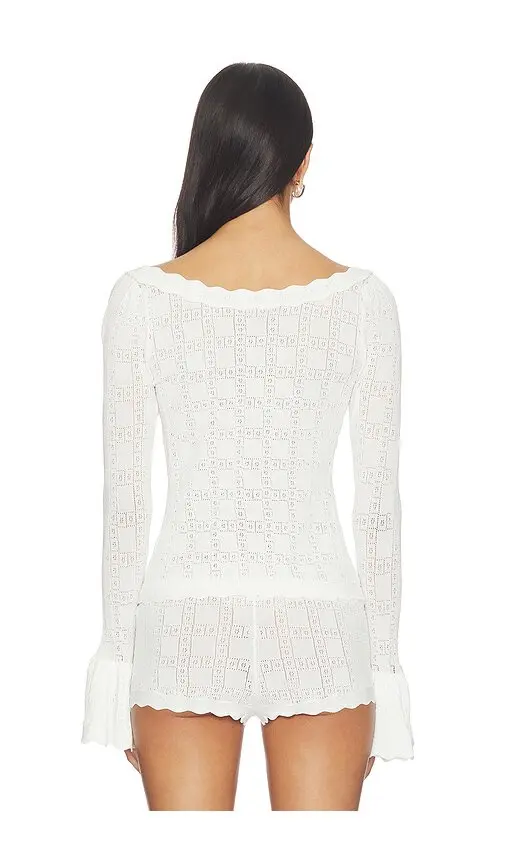 For Love & Lemons Bayberry Pointelle Knit Top
