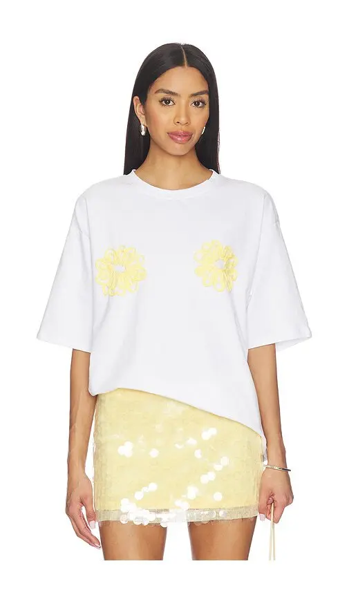 SNDYS Mai Tai Cord Floral Tee In White - Yellow Floral