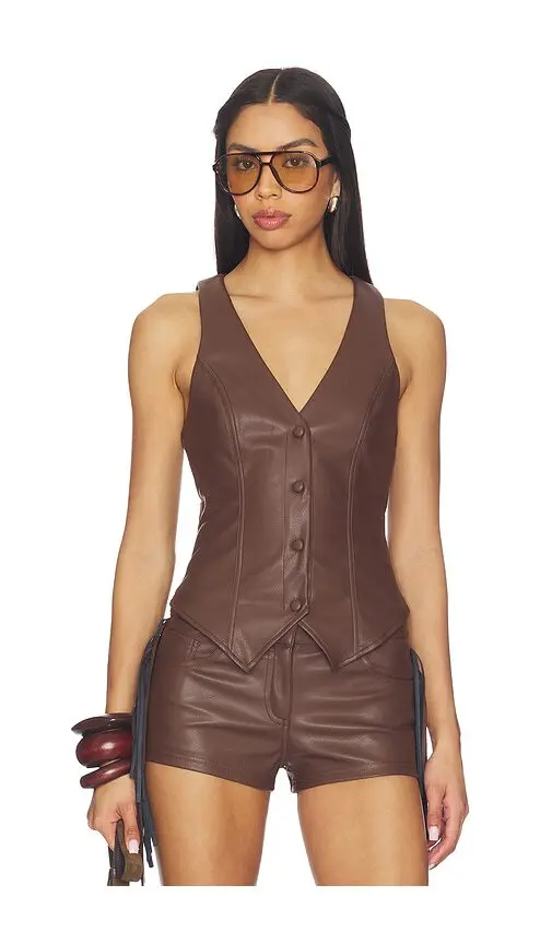 Superdown Karina Faux Leather Vest