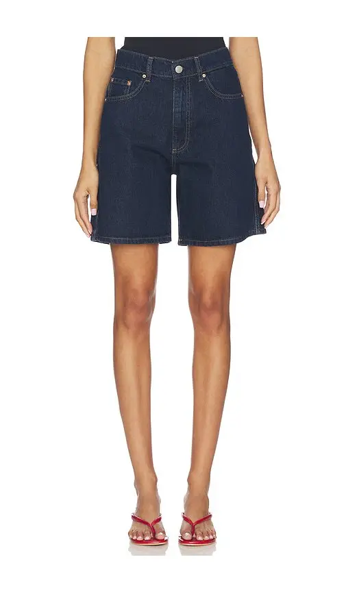 DL1961 Taylor High Rise Denim Shorts In Blue - Night Out