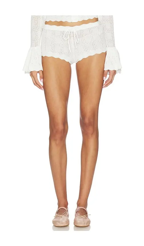 For Love & Lemons Bayberry Pointelle Shorts - White