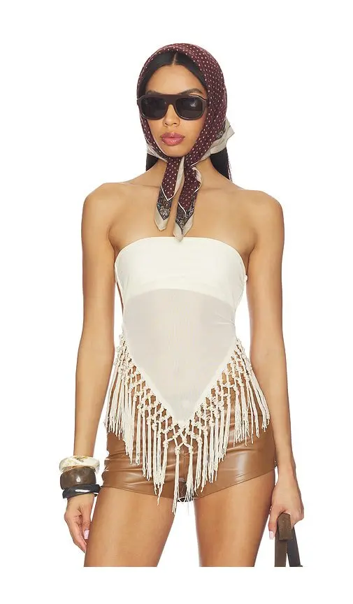MORE TO COME Shion Top With Fringe Detail