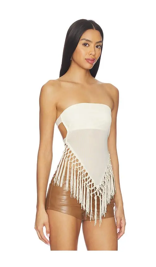 MORE TO COME Shion Top With Fringe Detail