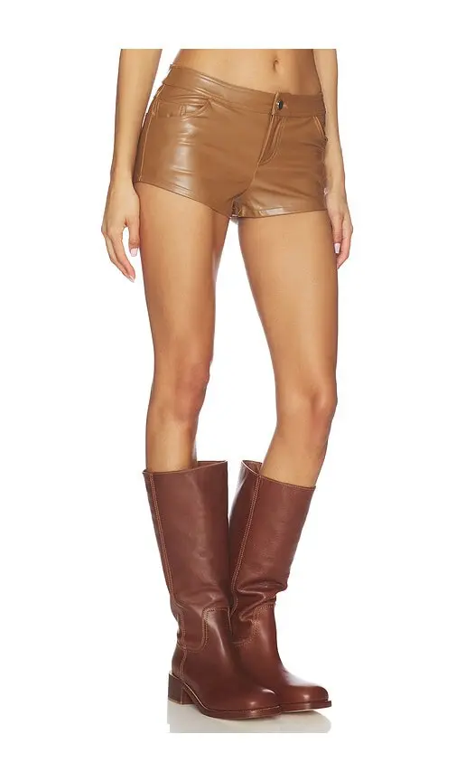 Superdown Faux Leather Shorts - Tan