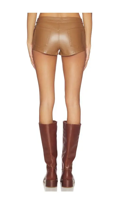 Superdown Faux Leather Shorts - Tan