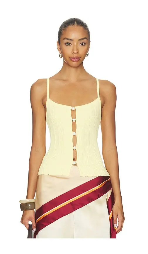 SNDYS Odessa Knit Tank Top In Lemon - Pollen