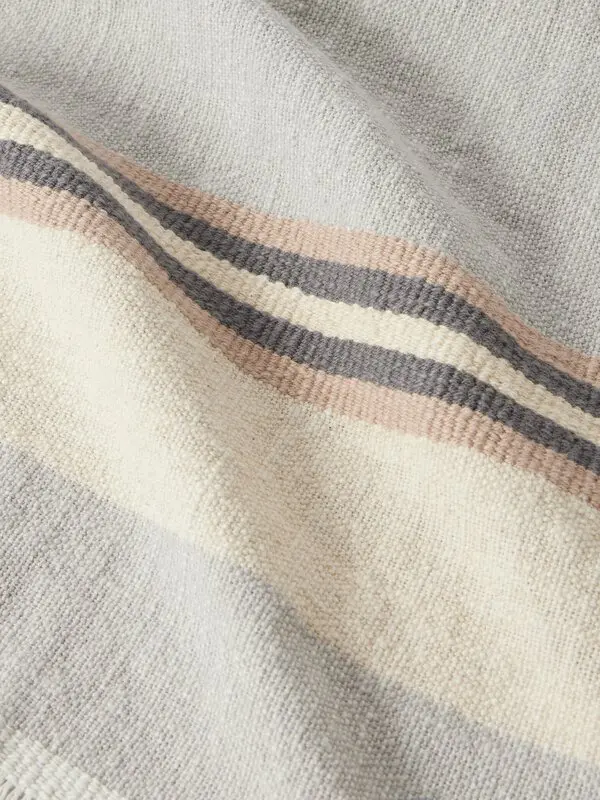 THE ROW Guna Fringed Striped Cotton And Linen-blend Scarf