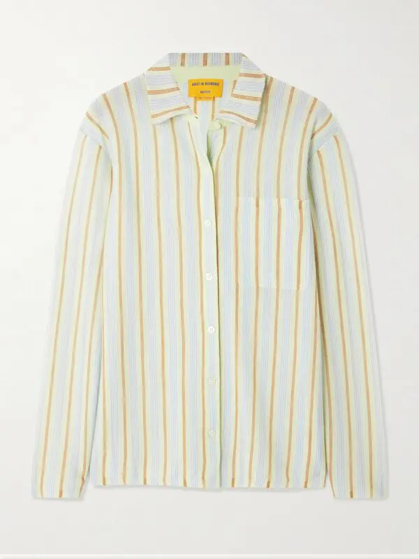 Guest In Residence Showtime Striped Cashmere Shirt - Yellow