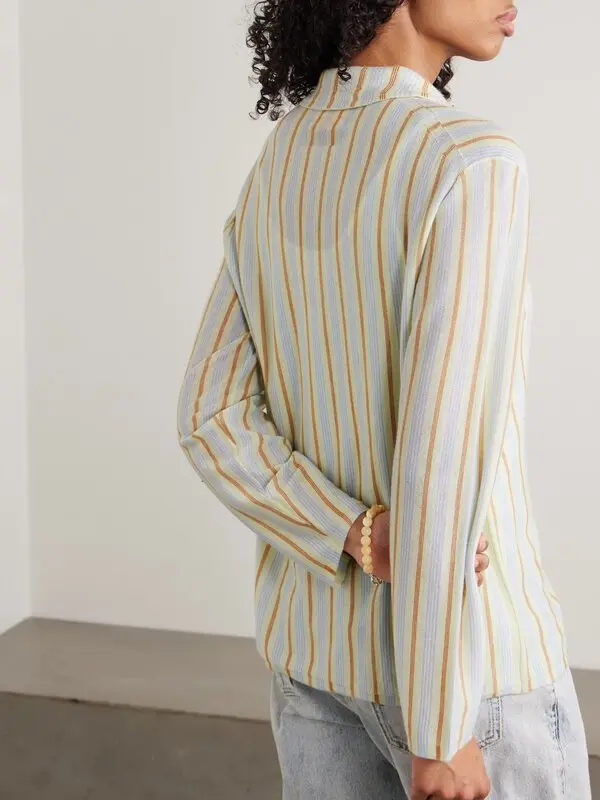 Guest In Residence Showtime Striped Cashmere Shirt - Yellow