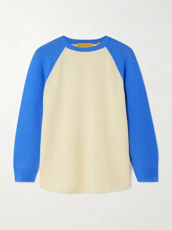 Guest In Residence Two-tone Cashmere Baseball Sweater