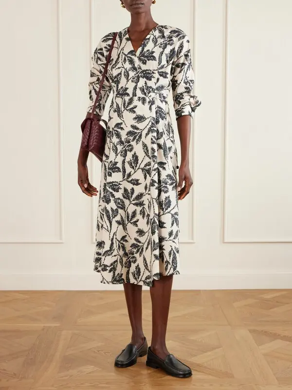 Max Mara Floral-print Cotton-poplin Wrap Midi Dress