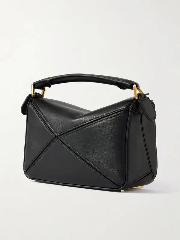 Loewe Featherlight Puzzle Mini Textured-leather Shoulder Bag - Black