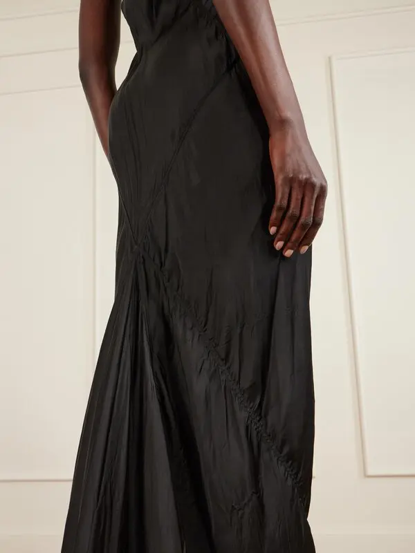 Rick Owens Tulle-paneled Satin Maxi Dress