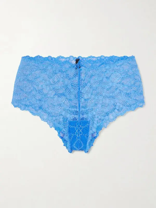 Kiki De Montparnasse Mon Cheri Lace Briefs - Blue