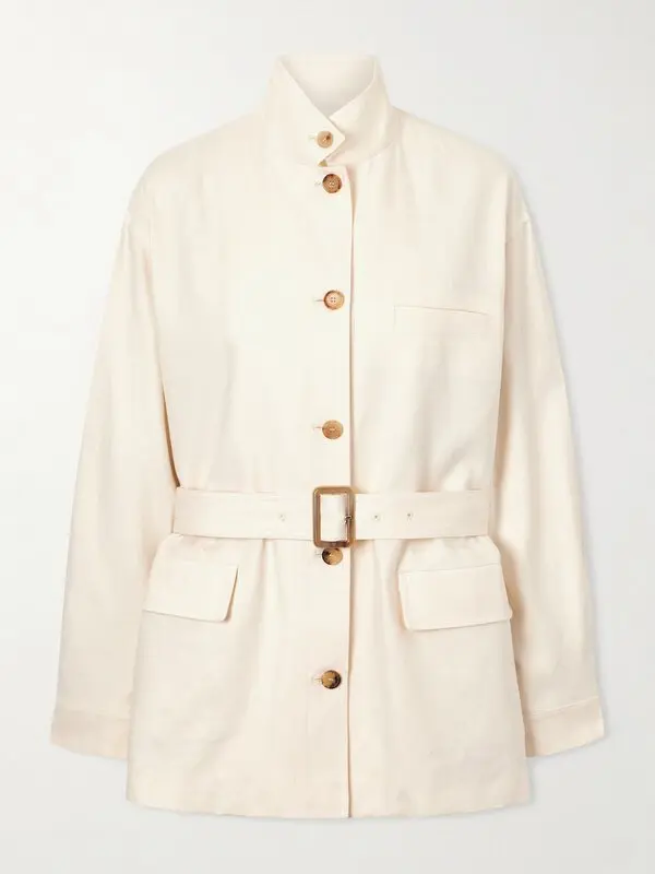 Loro Piana Lismore Belted Linen And Wool-blend Jacket - Orange
