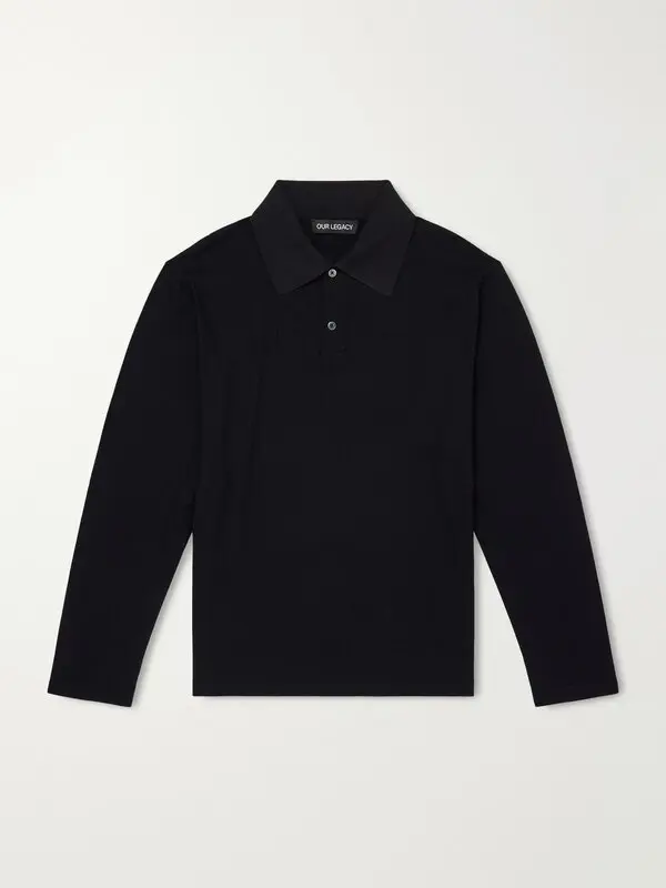 Our Legacy Cotton-jersey Polo Shirt - Black