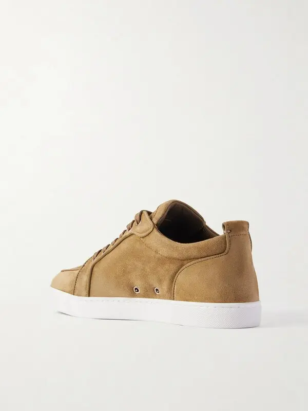CHRISTIAN LOUBOUTIN Rantulow Orlato Grosgrain-trimmed Suede Sneakers - Brown