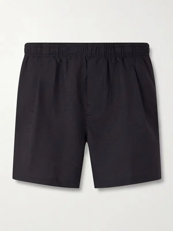 Our Legacy Boxer Trunk Straight-leg Seersucker Swim Shorts - Black