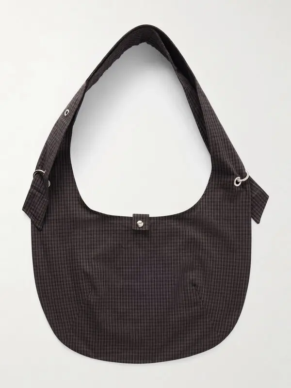 MFPEN Eyelet Checked Canvas Shoulder Bag - Brown