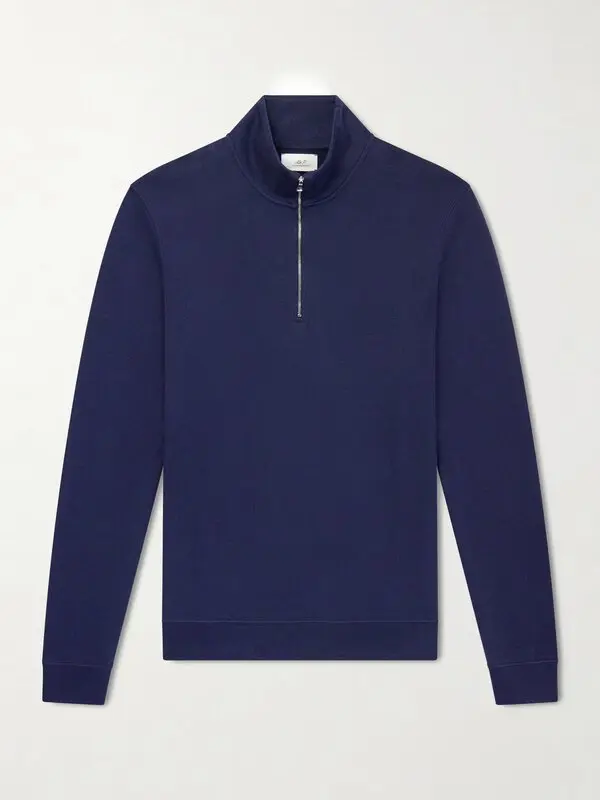 Mr P. Cotton Half-zip Sweater - Blue