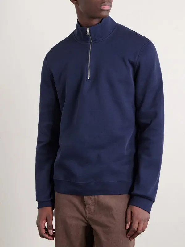 Mr P. Cotton Half-zip Sweater - Blue