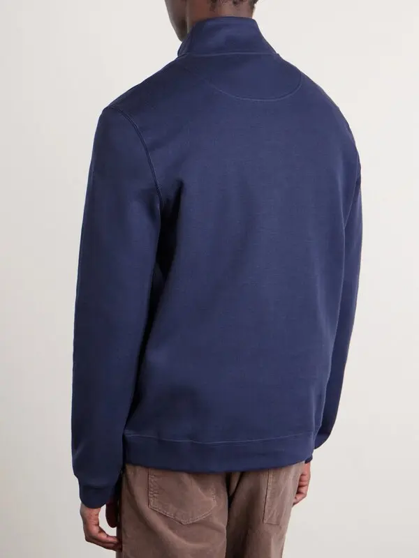 Mr P. Cotton Half-zip Sweater - Blue