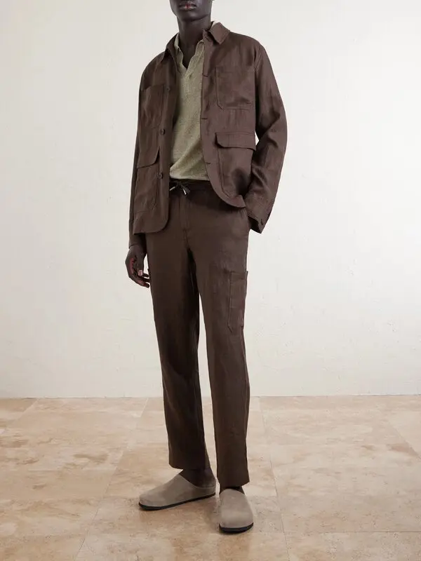 Mr P. James Tapered Linen Cargo Trousers
