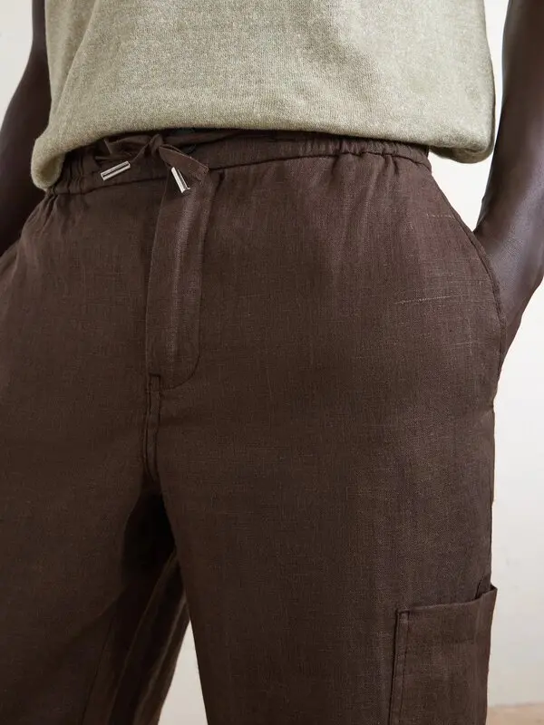Mr P. James Tapered Linen Cargo Trousers