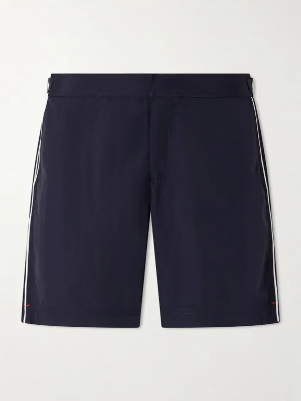 Orlebar Brown Bulldog Straight-leg Mid-length Piped Swim Shorts - Blue