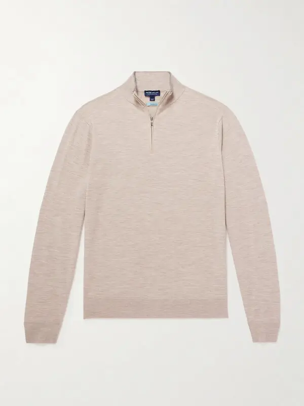 Peter Millar Excursionist Flex Merino Wool-blend Half-zip Sweater - Neutrals
