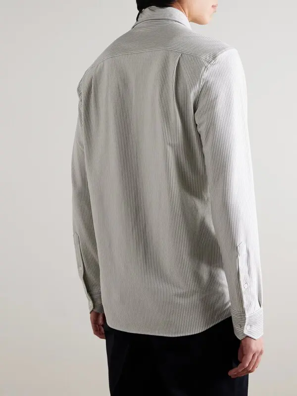 Peter Millar Excursionist Flex Slim-fit Striped Cotton-blend Shirt - Gray